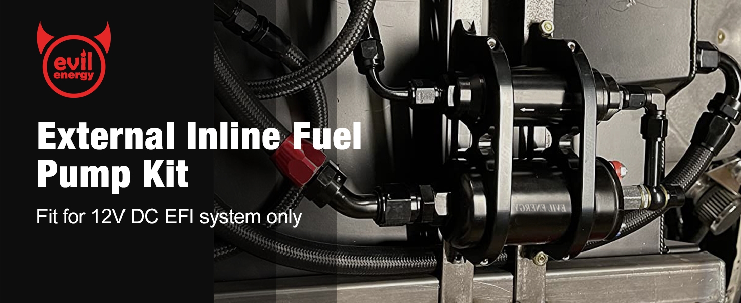 EVIL ENERGY External Inline Fuel Pump Electric 300LPH High Flow 12V ...